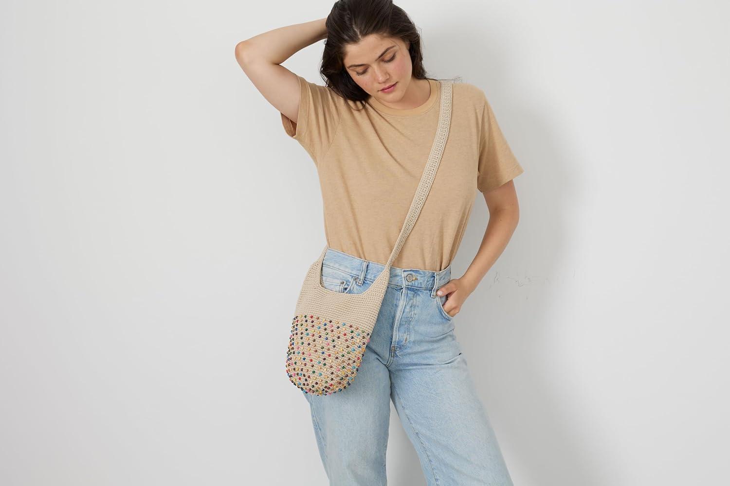 The Sak 121 Crossbody Bag in Crochet, Single Crossbody Strap(Natural ...